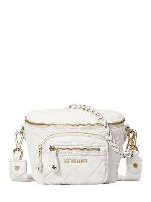Mz Wallace Micro Crosby Diamond Quilted Nylon Sling Bag - Chalk Liquid