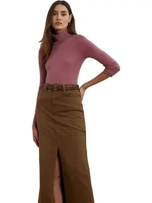 Ralph Lauren Denim Maxi Skirt Honey Tan Wash