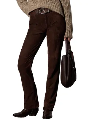 Ralph Lauren Scottie Lamb-Suede Pant Luggage Brown