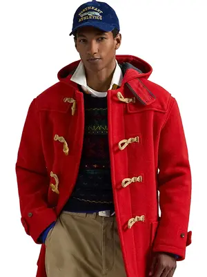Ralph Lauren Wool Twill Toggle Coat Red