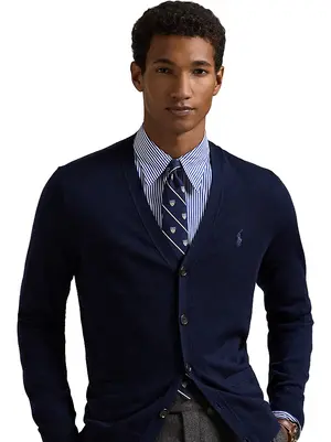 Ralph Lauren Slim Fit Washable Wool V-neck Cardigan - Hunter Navy