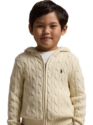 Ralph Lauren Ralph Lauren Cable Cotton Full-Zip Sweater Cream