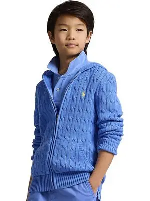 Ralph Lauren Ralph Lauren Cable Cotton Full-Zip Sweater Harbor Island Blue