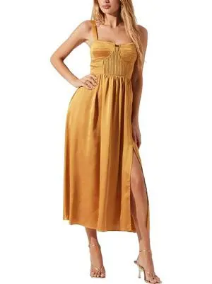 Astr The Label ASTR The Label Pleated Bustier Midi Dress Gold