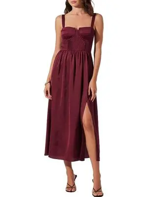 Astr The Label ASTR The Label Pleated Bustier Midi Dress Wine