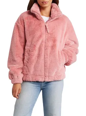 UGG UGG Faux Fur Jacket Pink Cedar
