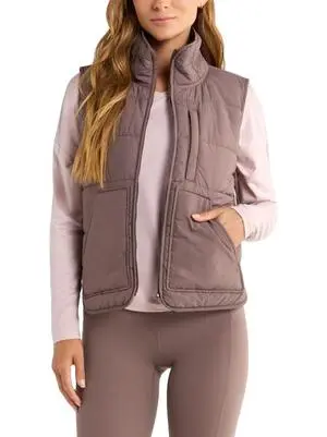 Zella Packable Quilted Vest - Grey Plum