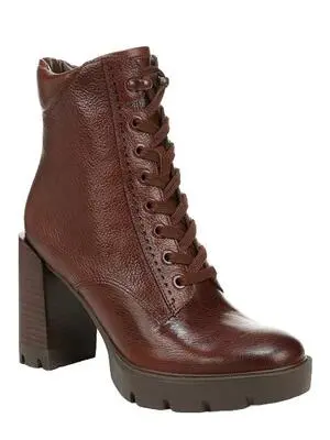 Naturalizer Naturalizer Prewitt Leather Lace-Up Platform Bootie Amber Brown