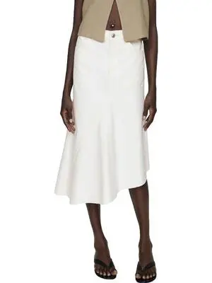 Mango Asymmetric Raw Hem Midi Denim Skirt - Off White