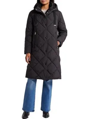 Sam Edelman Sam Edelman Hooded Quilted Coat Black