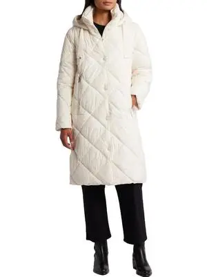 Sam Edelman Sam Edelman Hooded Quilted Coat Modern Ivory