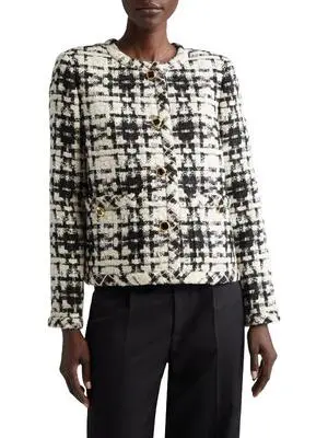 St. John Metallic Wool-blend Tweed Jacket - Black/ Ecru Multi
