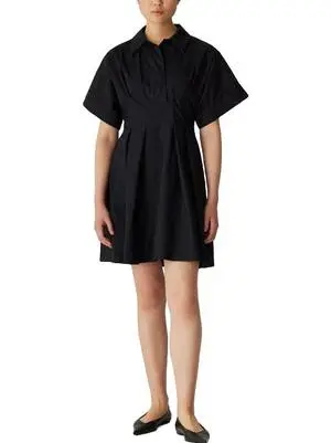 Rebecca Taylor Poplin Waisted Shirt Dress - Black