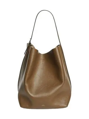 TOTEME Leather Tote - Dark Taupe
