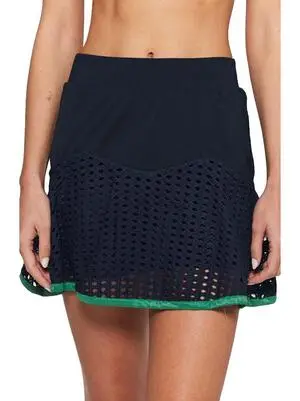 L'ETOILE SPORT Pointelle Team Skort - Navy/green