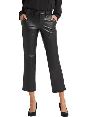 NYDJ Faux Leather Straight Leg Ankle Pants - Black