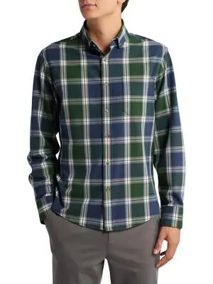 Mizzen+main City Trim Fit Plaid Flannel Button-down Shirt - Navy Demetrius Plaid