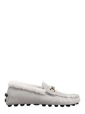 TOD'S Logo-plaque Suede Loafers - Grey