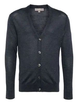 N.peal Curzon Fine Gauge Cardigan - Blue