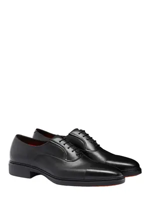 Santoni Leather Oxford Shoes - Black