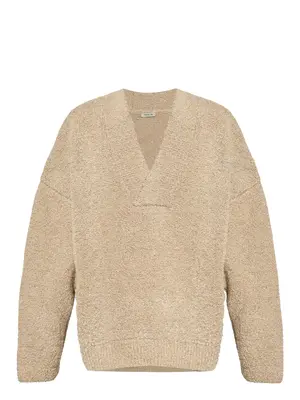 Fear Of God Logo-appliqué V-neck Sweater - Neutrals