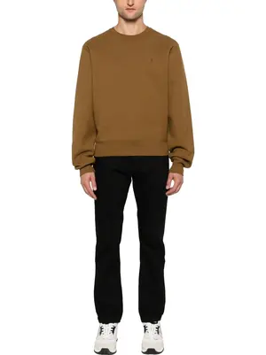 Saint Laurent Logo-embroidered Sweatshirt - Brown