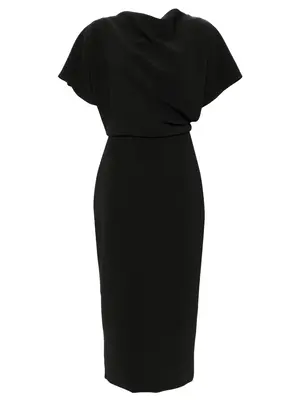 Amsale Draped Midi Dress - Black