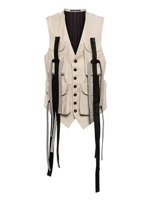 Yohji Yamamoto Cargo-pockets Canvas Vest - Neutrals