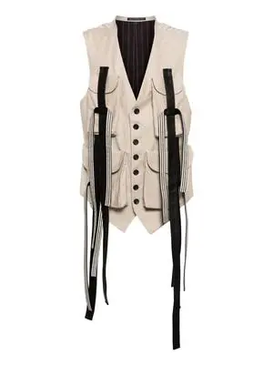 Yohji Yamamoto Cargo Pockets Canvas Vest - Neutrals