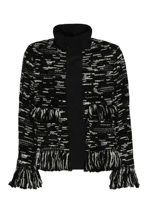 Sacai Fringed-edge Knitted Jacket - Black
