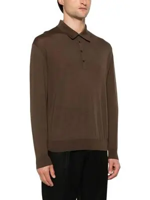 D4.0 Fine-knit Polo Shirt - Brown