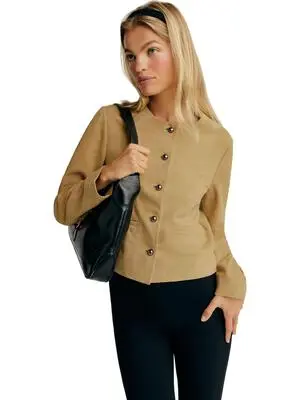 REFORMATION Reformation Veda Reed Leather Jacket Parmesan Suede