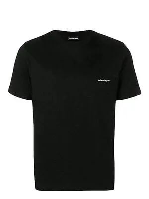 Balenciaga Small Logo Print Regular Fit Cotton T-shirt - Black/white