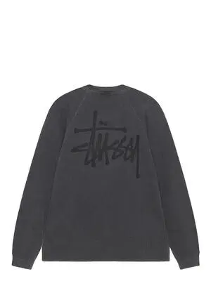StÜssy Raglan Thermal Long Sleeve Crew - Washed Black
