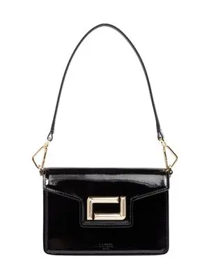 LANCEL Leather Mini Flap Bag - Black