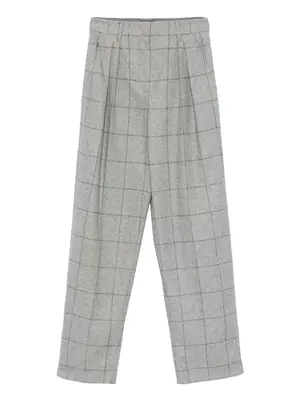 Emporio Armani Pleated Checked Trousers - Grey