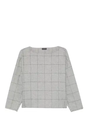 Emporio Armani Checked Boat-neck Sweater - Grey