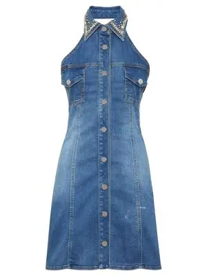 PHILIPP PLEIN Philipp Plein Crystal-Embellished Denim Mini Dress
