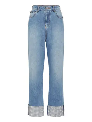 Philipp Plein Embellished Straight-leg Jeans - Blue