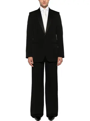 Saint Laurent Wide-leg Grain De Poudre Trousers - Black