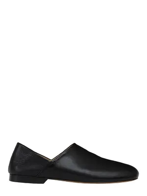 LEMAIRE Folding-heel Leather Slippers - Black