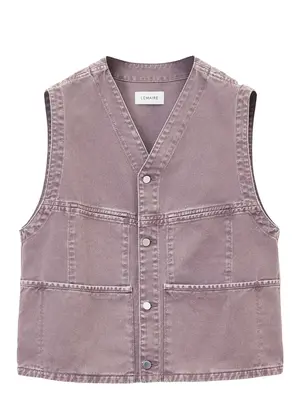 LEMAIRE Collarless Denim Gilet - Purple