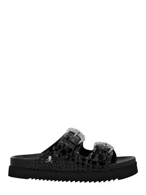 Philipp Plein Crocodile-effect Leather Sandals - Black