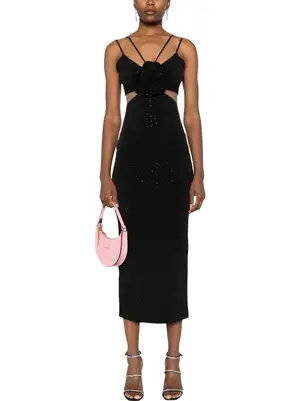 NISSA Floral-appliqué Gown - Black