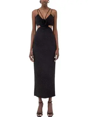 NISSA Floral-appliqué Gown - Black