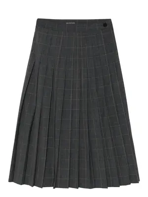 Balenciaga Checked Midi Skirt - Grey