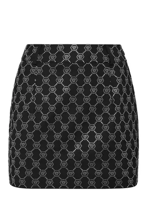 Philipp Plein Monogram-embellished Mini Skirt - Black
