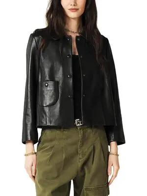 Ba&sh Milos Leather Jacket - Black Leather