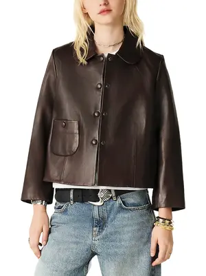 Ba&sh Milos Leather Jacket Brown