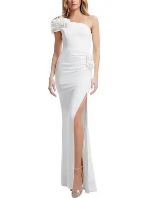 Dress The Population Aubrielle Rosette Gown - Off White